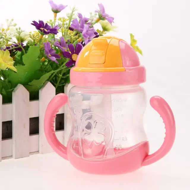 280ml Cute Baby Cup Kids Children Learn Feeding Drinking Water Straw ...