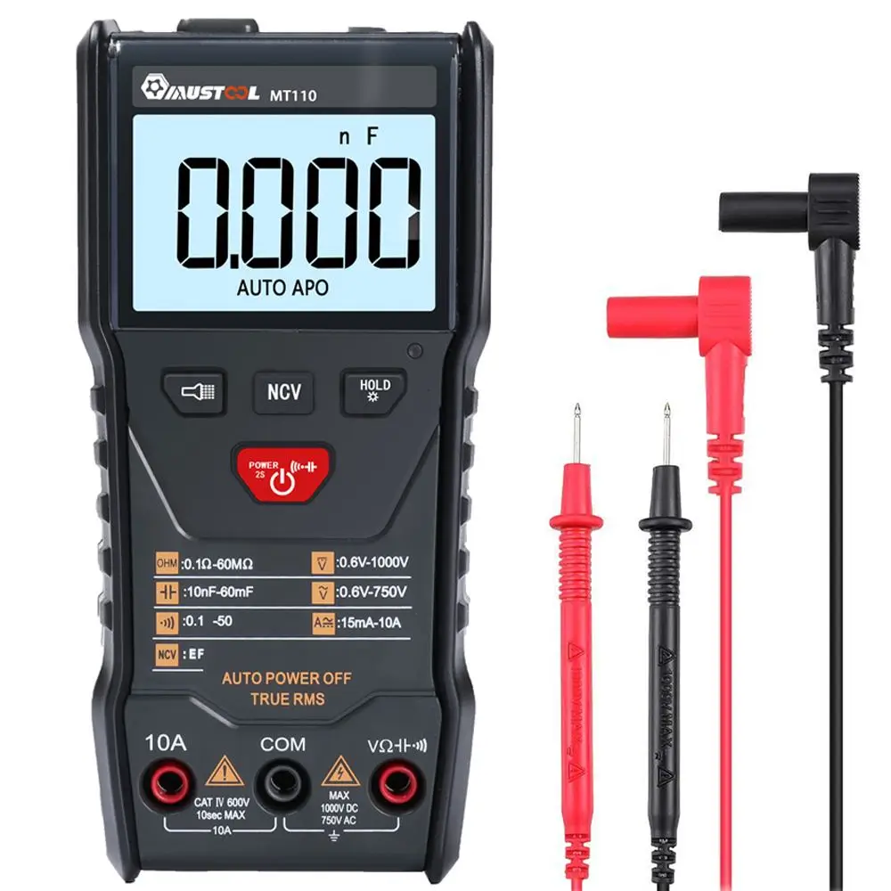 MT110 Auto Measure Multimeter AC/DC Voltage Current Capacitance ...