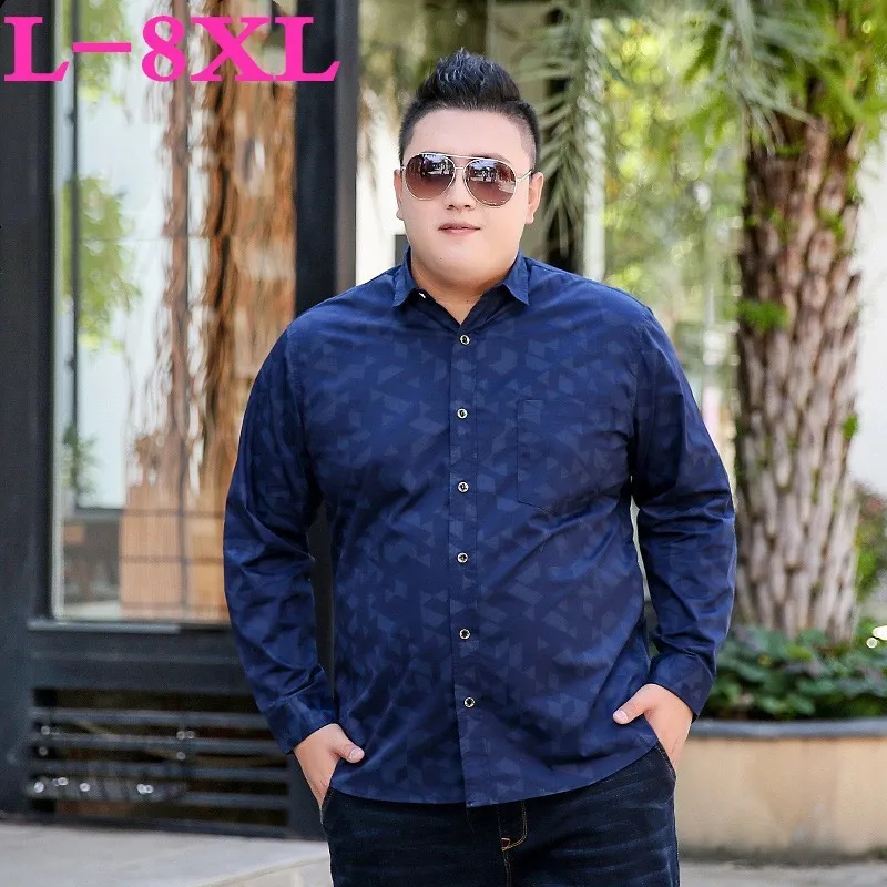 plus size 8XL 7XL Autumn New Fashion Print Men's Shirt Casual Brand ...
