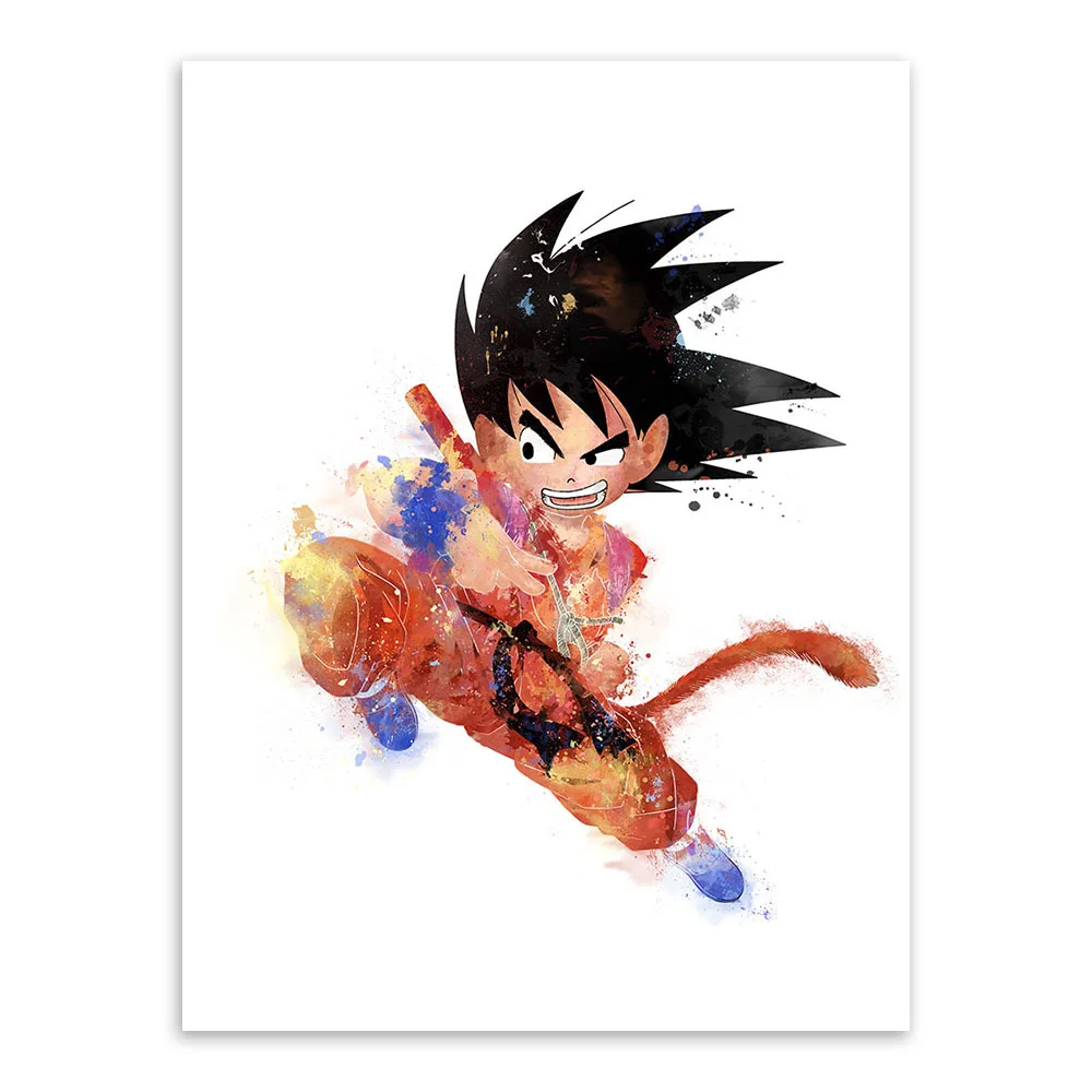 New Watercolor Dragon Ball UnFramed Picture Cartoon Animation Son Goku ...