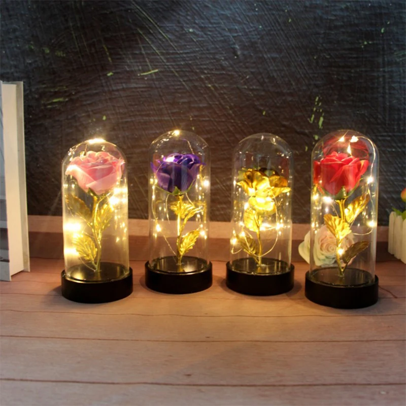 1PC LED Artificial Flowers Rose Flower Battery Powered Flower Light ...