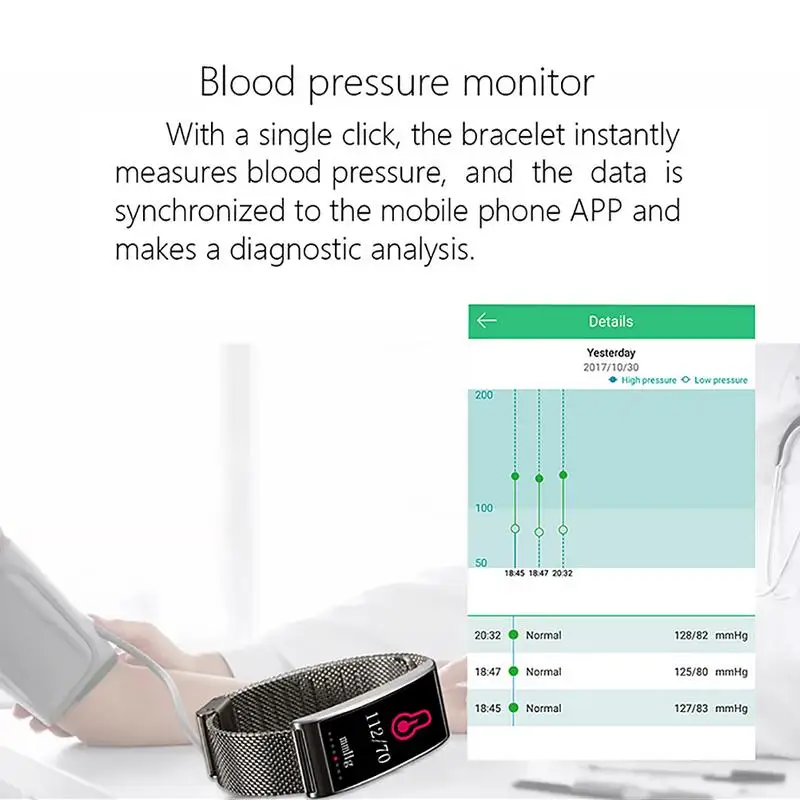 New X3 Smart Heart Rate Bracelet Wristband Metal Colorized Screen Heart ...
