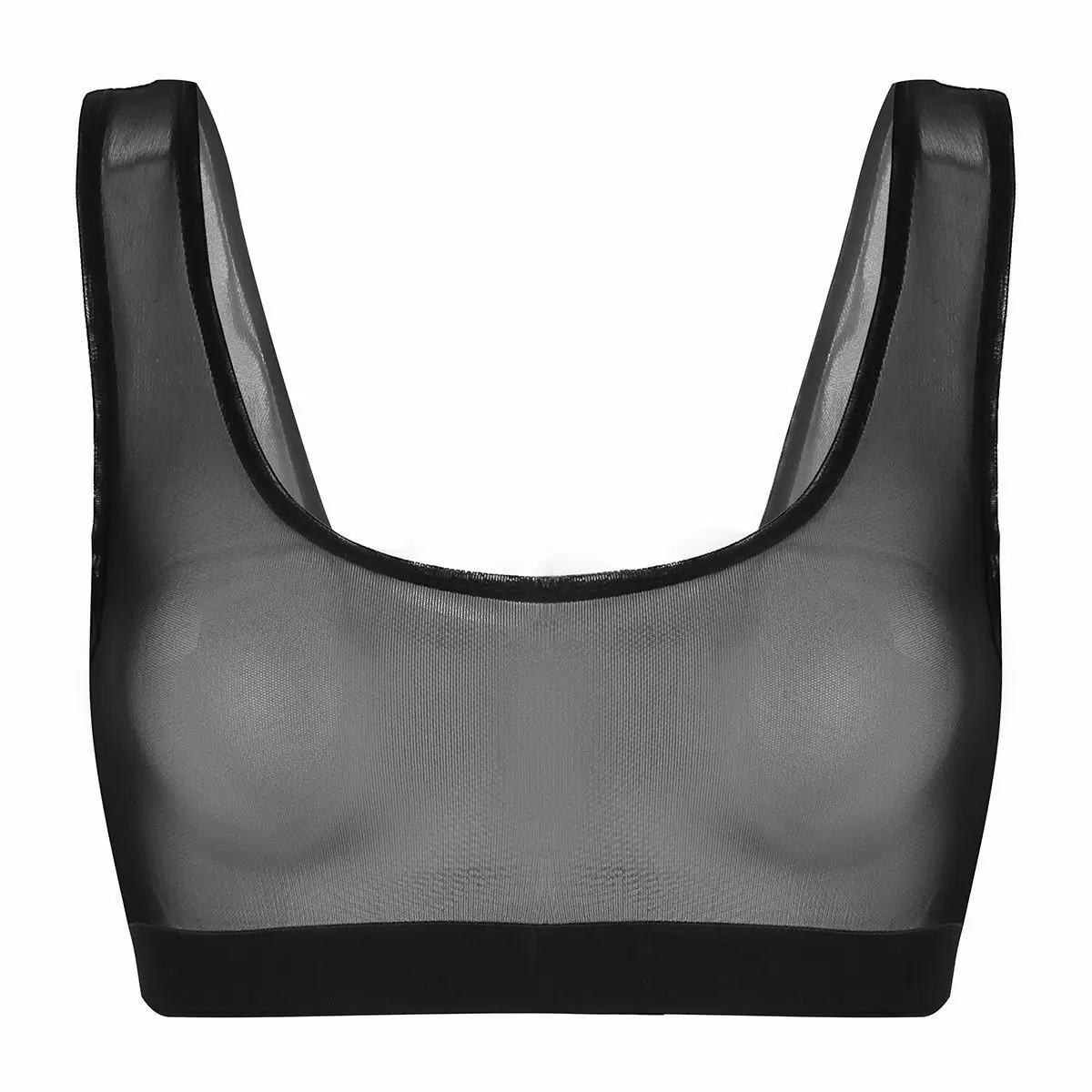 Top corto Sexy transparente para mujer, Bralette de malla elástica ...