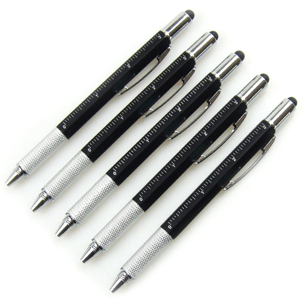 5-Pcs-Multi-Tool-6-In-1-Ballpoint-Pen-With-Ruler-Level-Gauge-Ballpoint ...