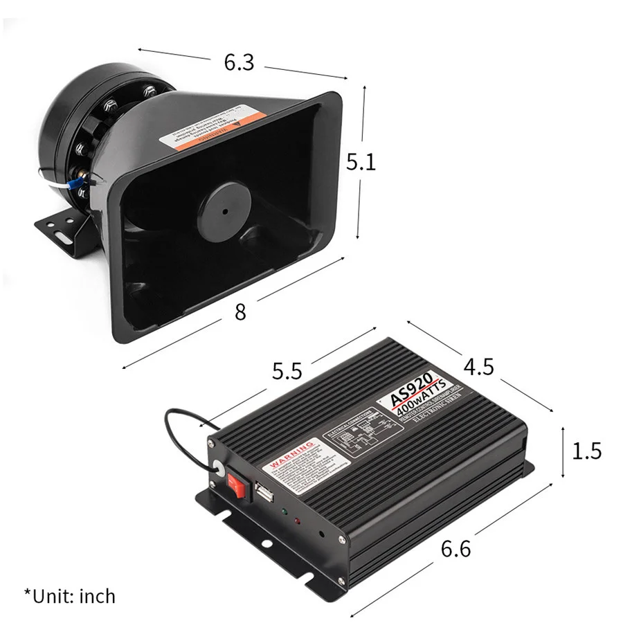 Universal DC12V 400W 8 Sound Loud Car Alarm Speaker Wireless Amplifier ...