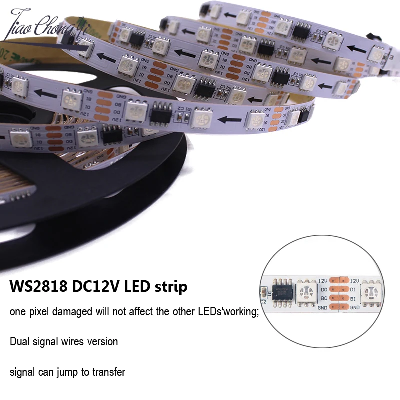 DC12V-5M-300LEDs-100-Pixel-WS2818-5050-RGB-Full-color-LED-strip-light ...
