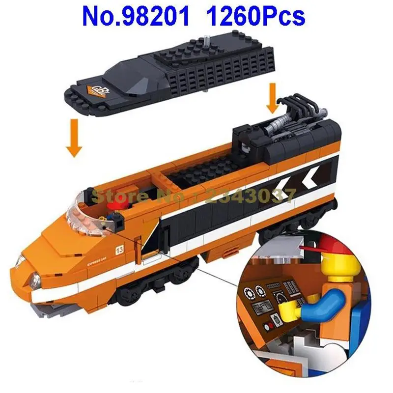 98223 1260pcs technic battery powered electric sky high-speed train ...
