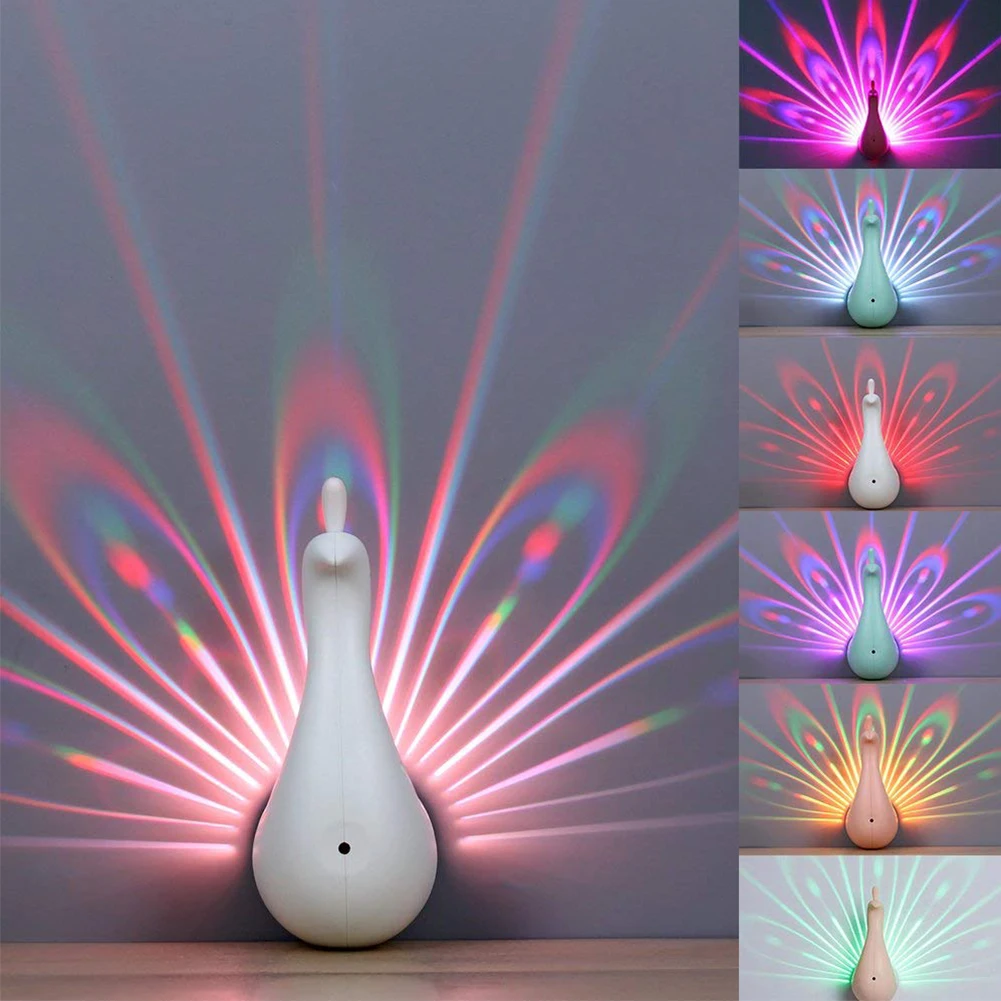 3D Peacock LED Projection Lamp Remote Control Night Wall Light Lamp ... 3D Peacock LED Projection Lamp Remote Control Night Wall Light Lamp ...