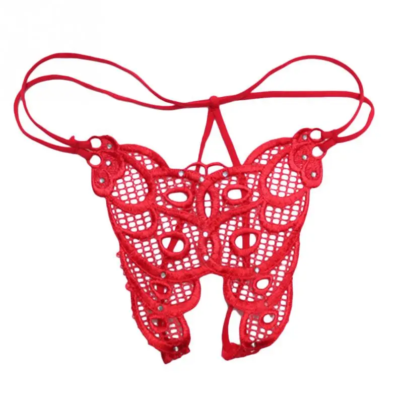 Sexy Lace Butterfly Panties Women Open Crotch Thongs Briefs Hot Lady