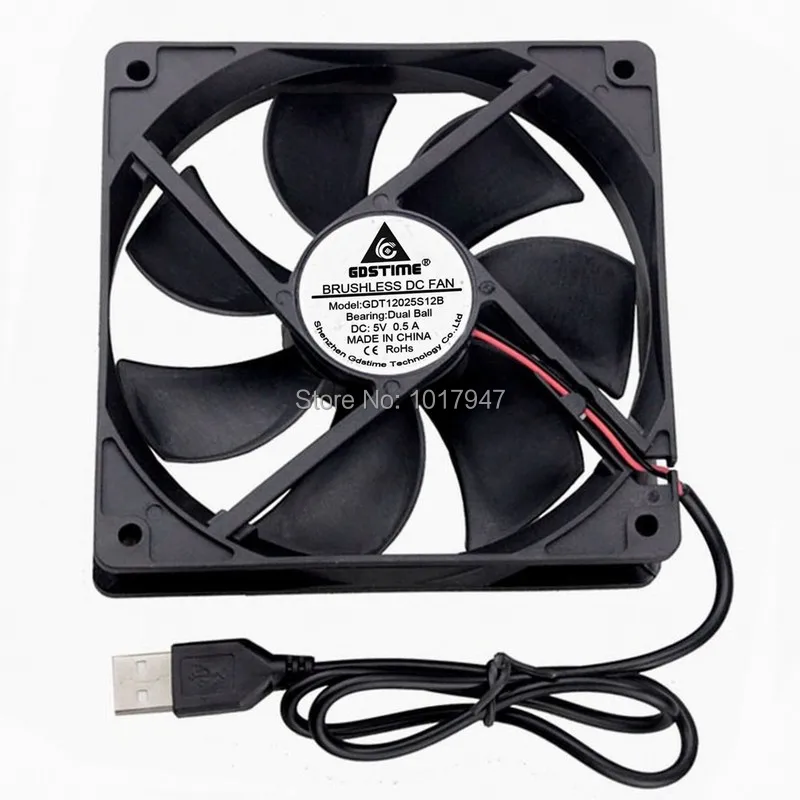 5 Pieces LOT DC Dual Ball 5V USB Fans 120mm 12025 12cm 120x120x25mm ...