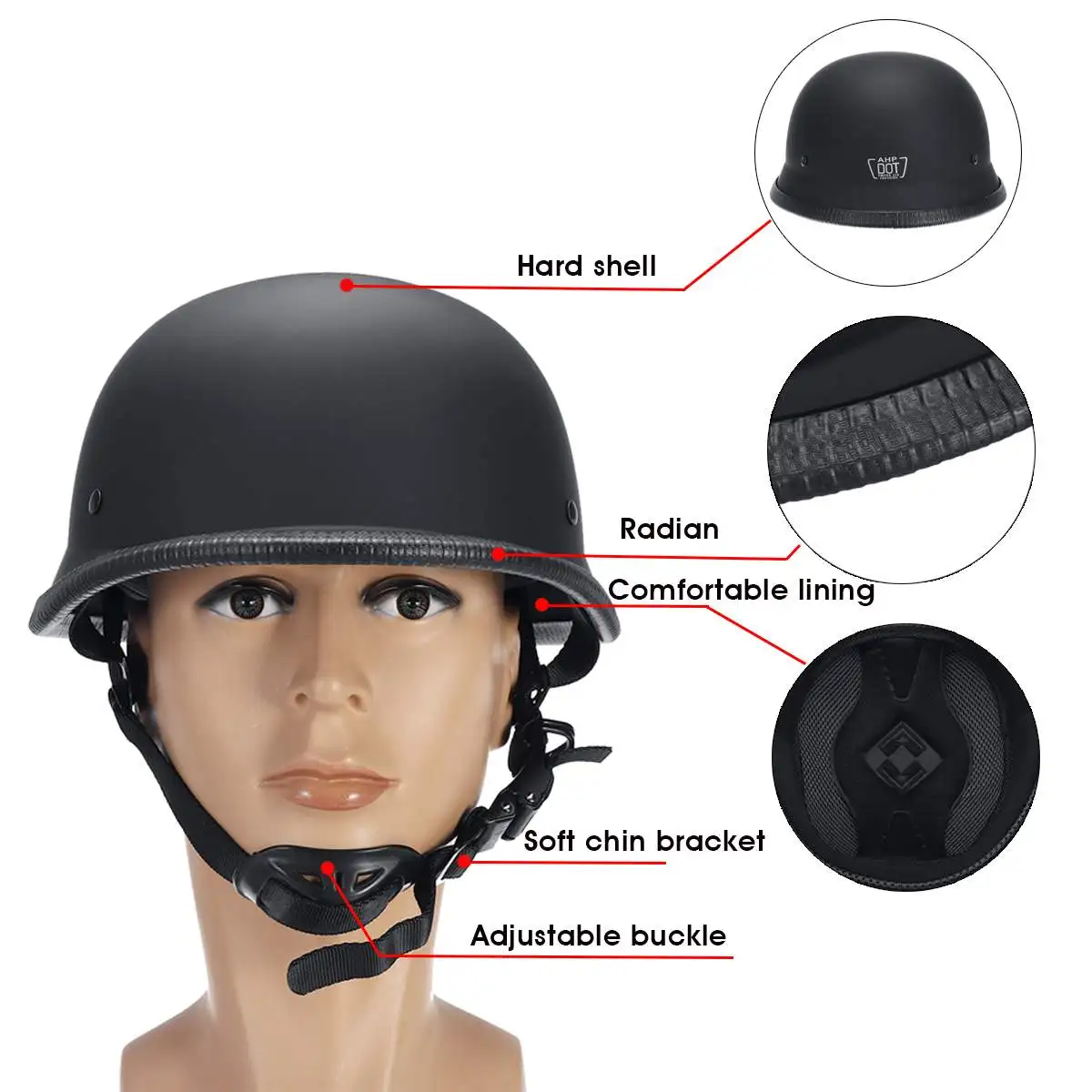 Universal Motorcycle Helmet Vintage Half Face Helmet Retro German ...