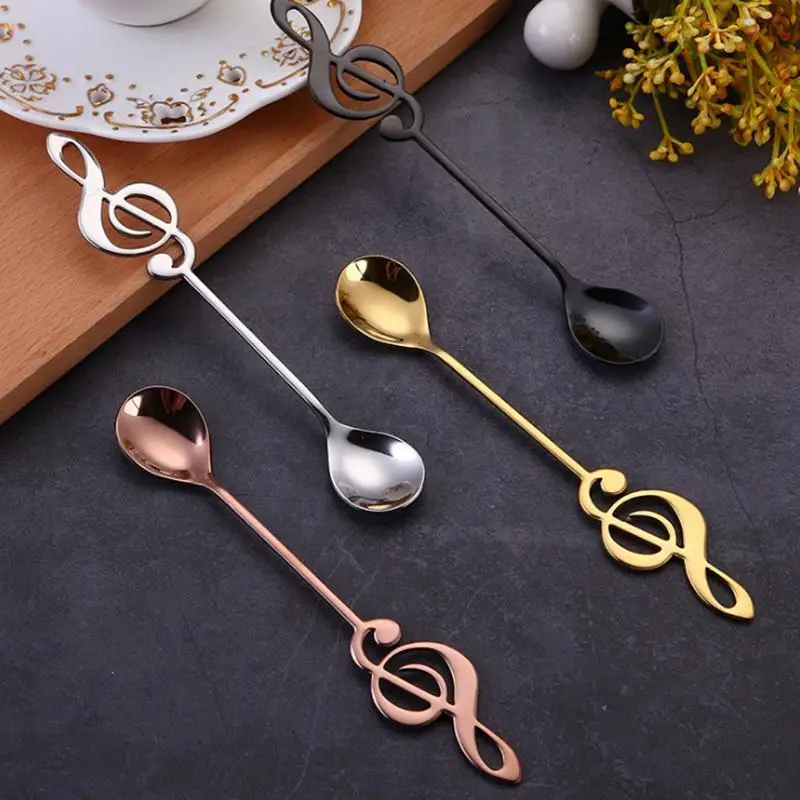 Mini Stainless Steel Music Theme Coffee Spoon String Spoon Teaspoon Tea ...