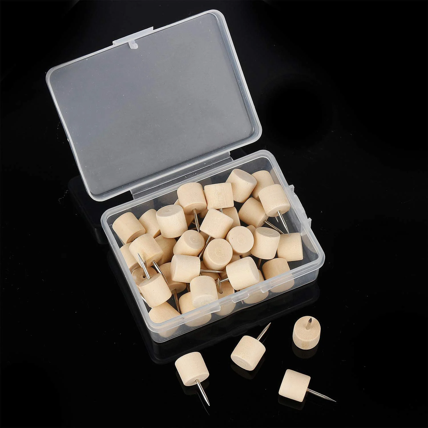 Wood Push Pins,Message thumbtack,Wood Head Pins Wood Thumb Map Tacks ...