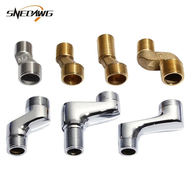 1pair Brass Shower Pipe Fitting Bathroom Elbow Reducing Pipe Joint ...