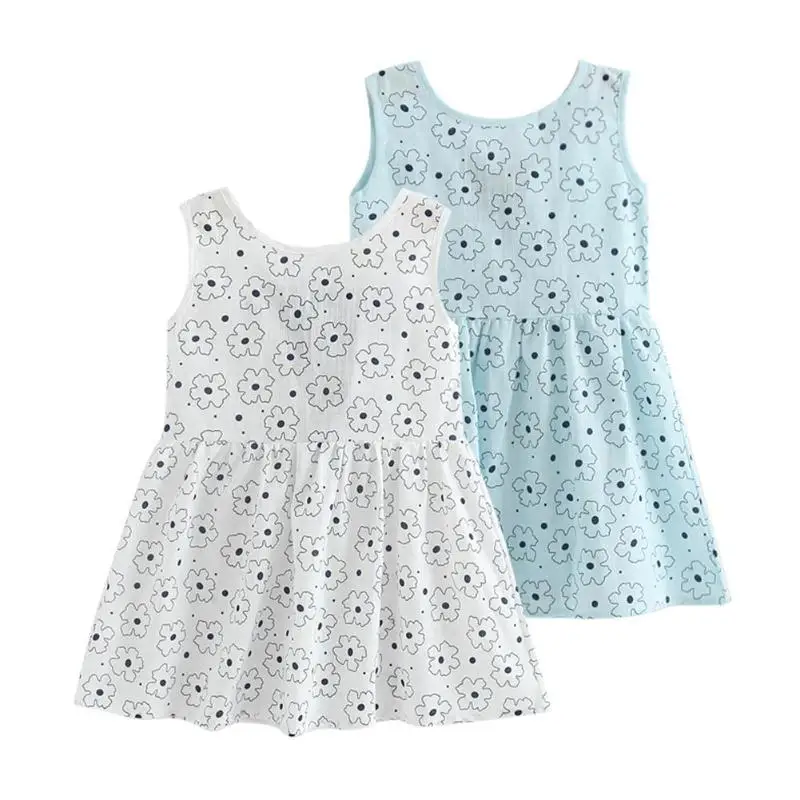 Moda verano sin mangas bebé niñas vestido Vestidos Niña ropa algodón niños vestido Bowknot ...