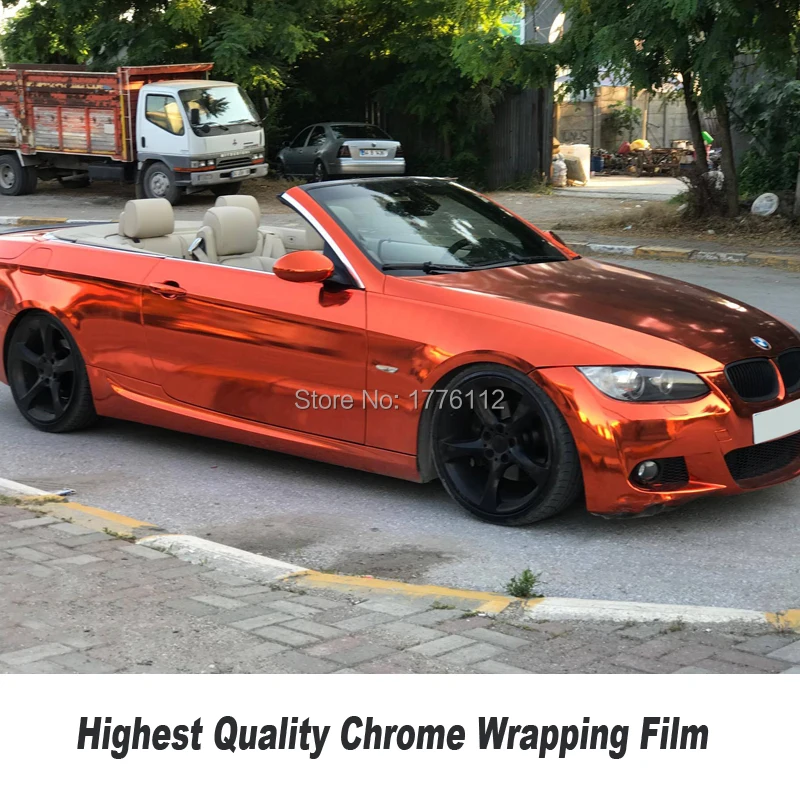 high stretchable orange Chrome Mirror Vinyl Wrap Film Sticker Sheet ...