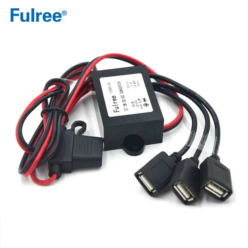 3 Ports Triple Usb Plug 12v 24v To 5.5v 5a Dc Dc Step Down Buck Power ...