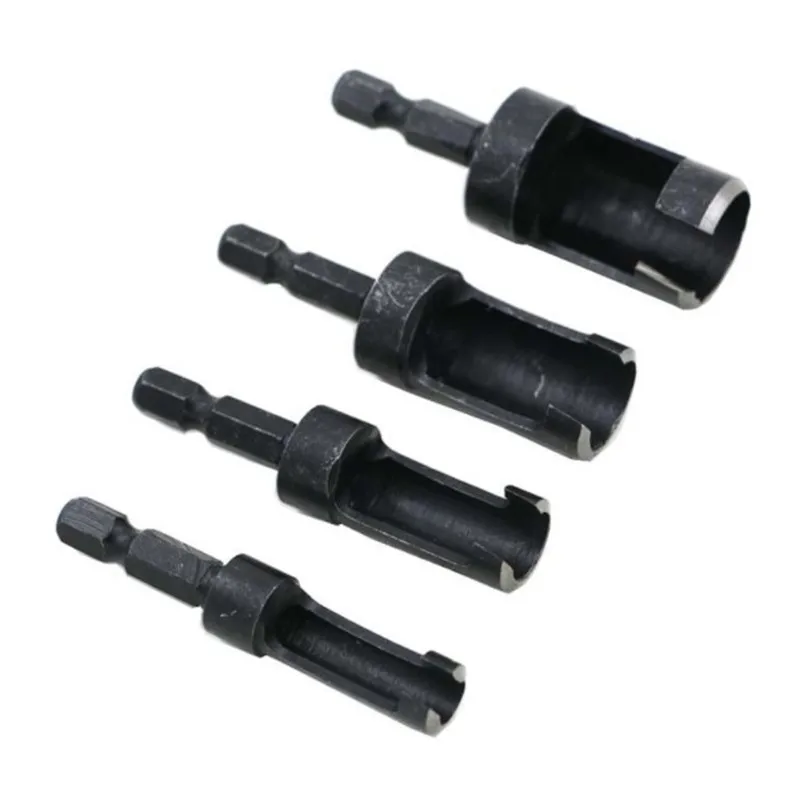 4PCS Carbon Steel Plug Cutter Step Drill Bit Wood Hex Shank Cutting ...