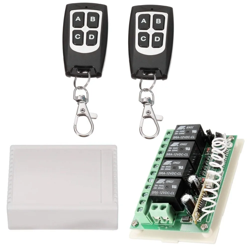 12V 4CH RF Wireless Remote Control Relay Switch Security System Garage ...