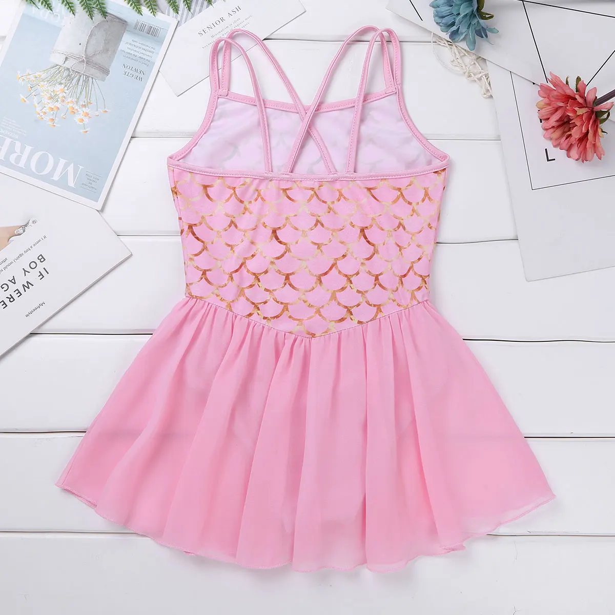 TiaoBug Girls Spaghetti Straps Ballet Tutu Dress Gymnastics Leotard ...