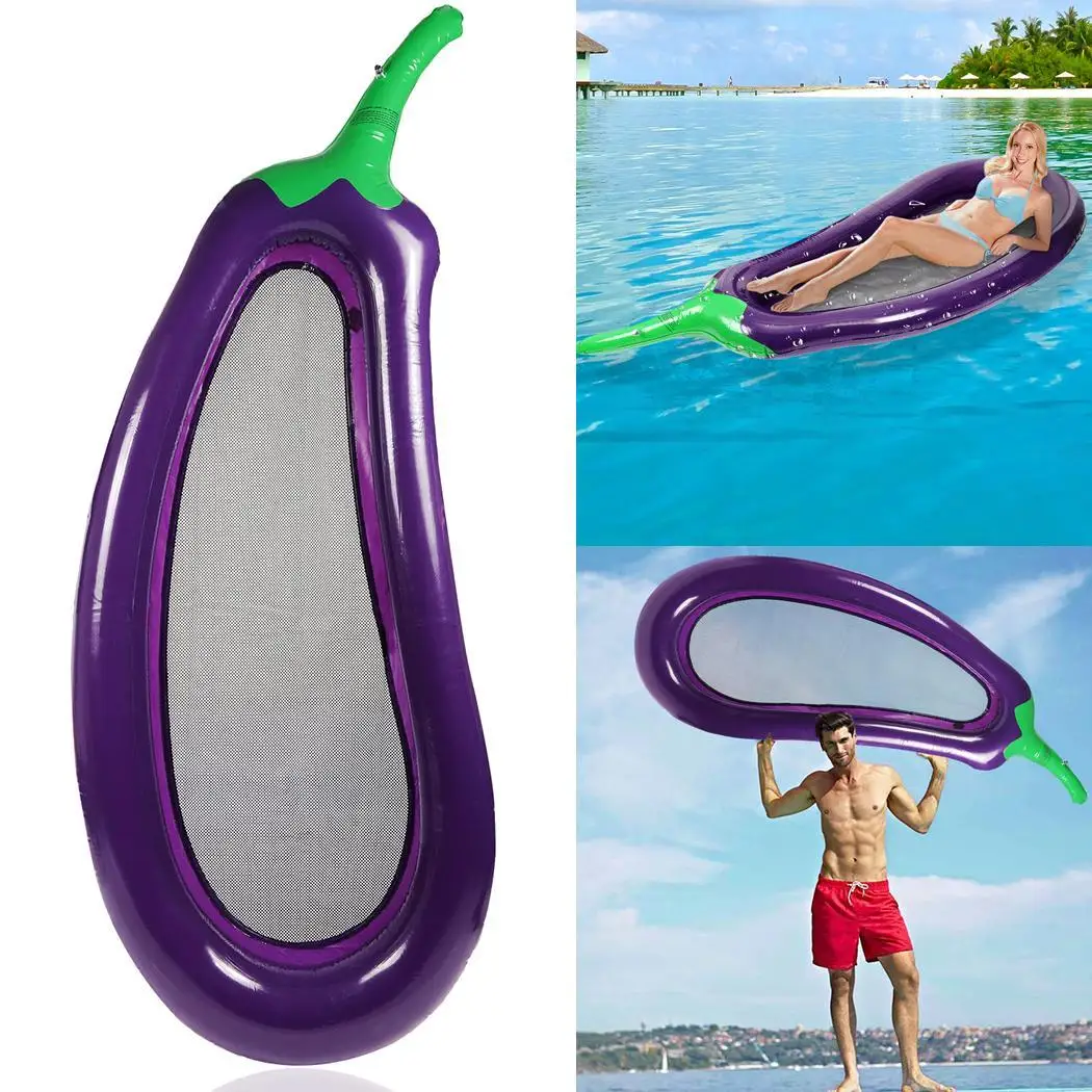 Inflatable Eggplant Pool Float Raft Water Bed Outdoor Inflatable ...
