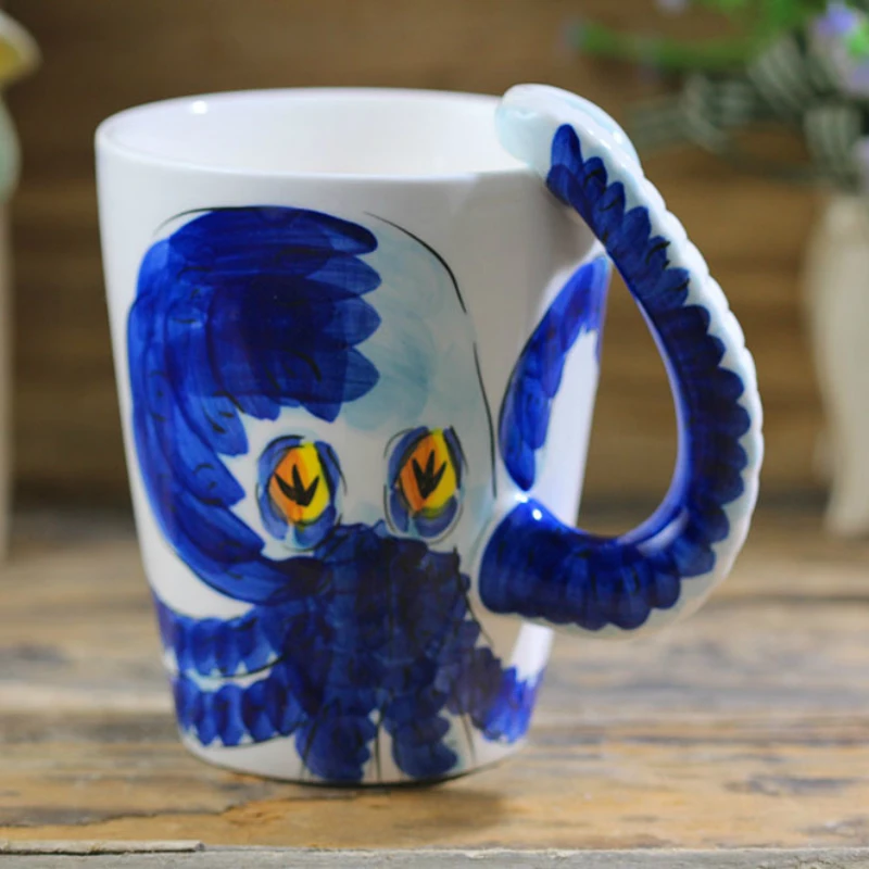 3D animal octopus ceramic cup hand drawn cartoon coffee cup Cartoon ...