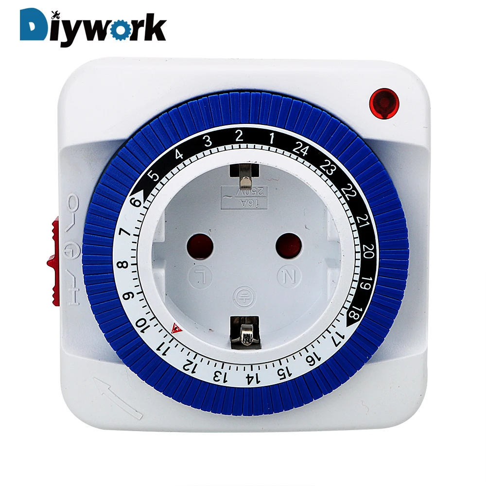 DIYWORK 15Mins 24 Hours Plug In Timer Energy Saving EU Plug Mechanical 