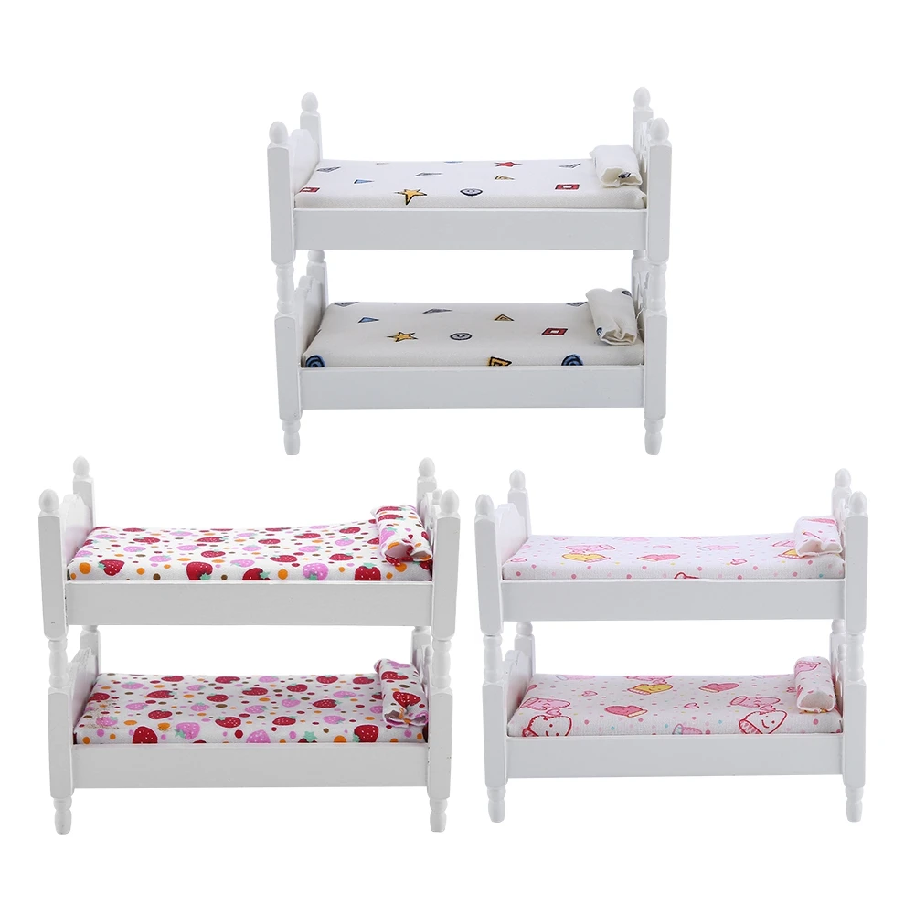 1:12 Kids Mini Bunk Bed Toys Doll House Furniture Children Bedroom ...