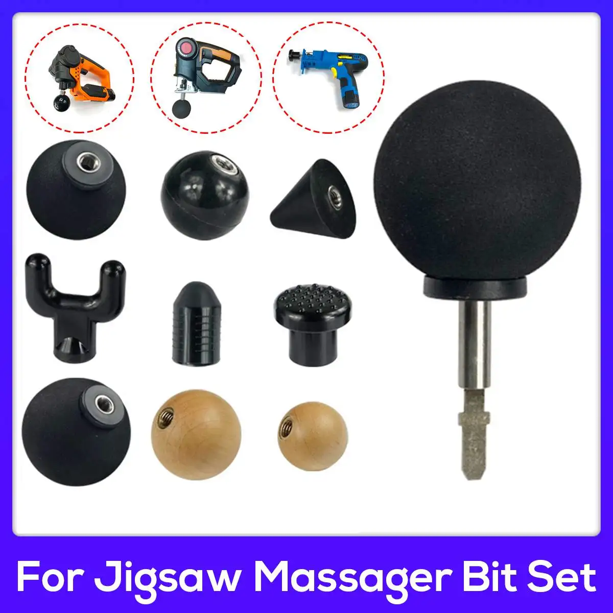 KIFIT 9 pcs Replaceable Percussion Massage Tips For Jigsaw Massager Bit ...