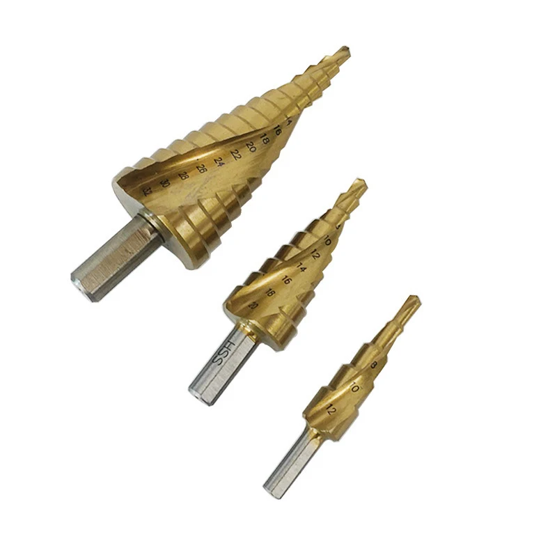 Metal Step Drill Bit Set Power Tools HSS Step Drill Bits Step Drill ...