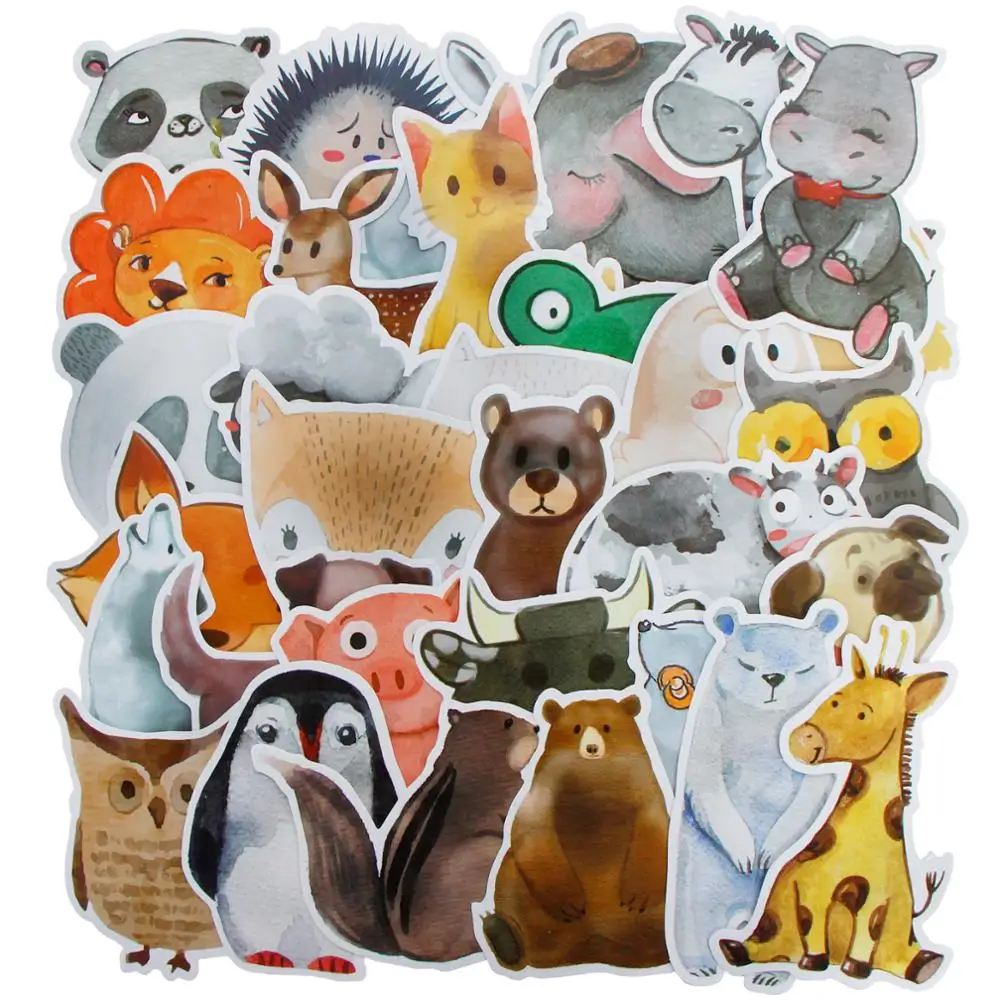 50 Pcs JDM Animals Sticker Cute Anime Animal Cartoon Decal Stickers for ...