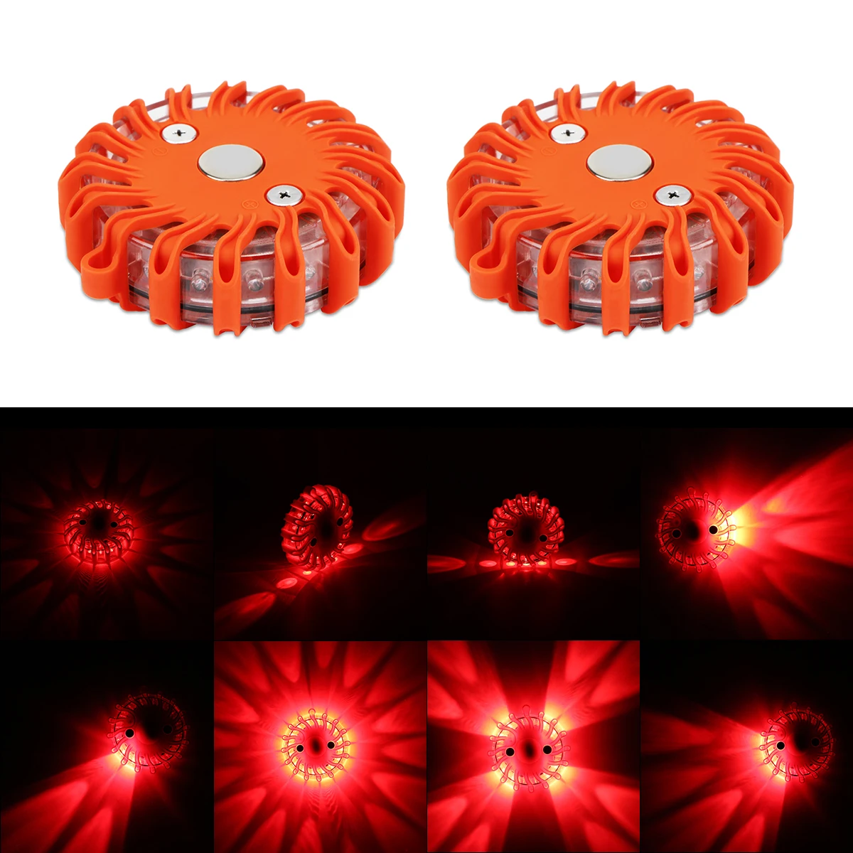 1pcs Magnetic Red LED Flare Emergency Road Beacon Rechargeable Safety ...