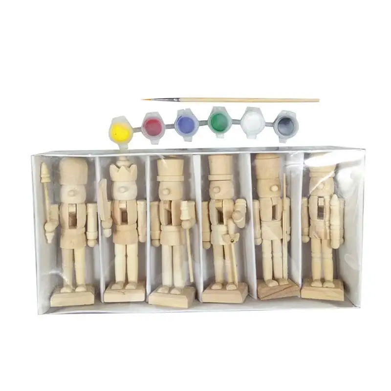 12cm Nutcracker Puppet White Embryo Walnut Soldier Shaped Ornaments ...