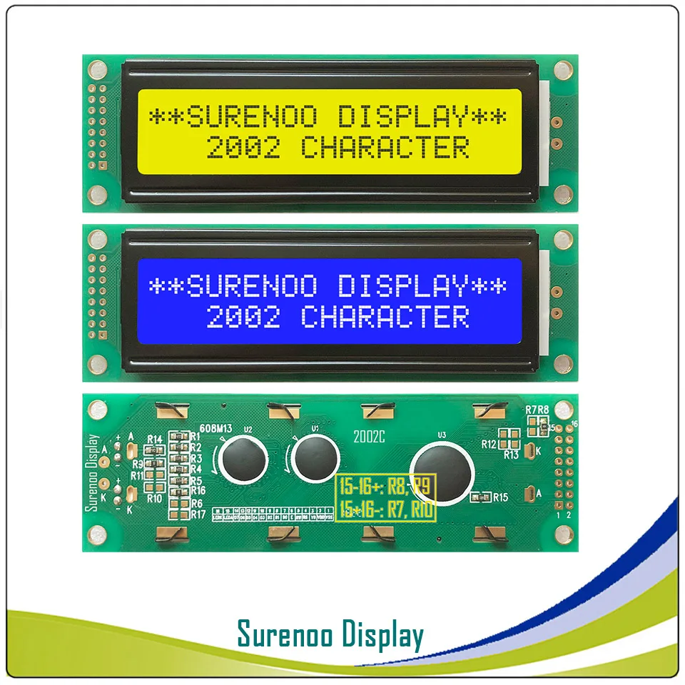202 20X2 2002 Character LCD Module Display Screen LCM Yellow Green Blue ... 202 20X2 2002 Character LCD Module Display Screen LCM Yellow Green Blue ...