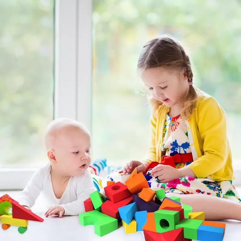 Ultra light Colorful EVA Foam Building Blocks Brick Set Kids Soft Toy ...