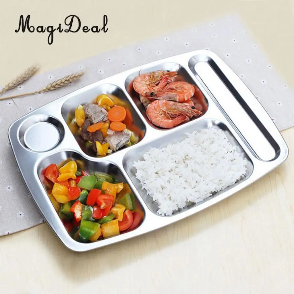 Stainless-Steel-Divided-Lunch-Food-Serving-Bento-Box-Tray-Restaurant ...