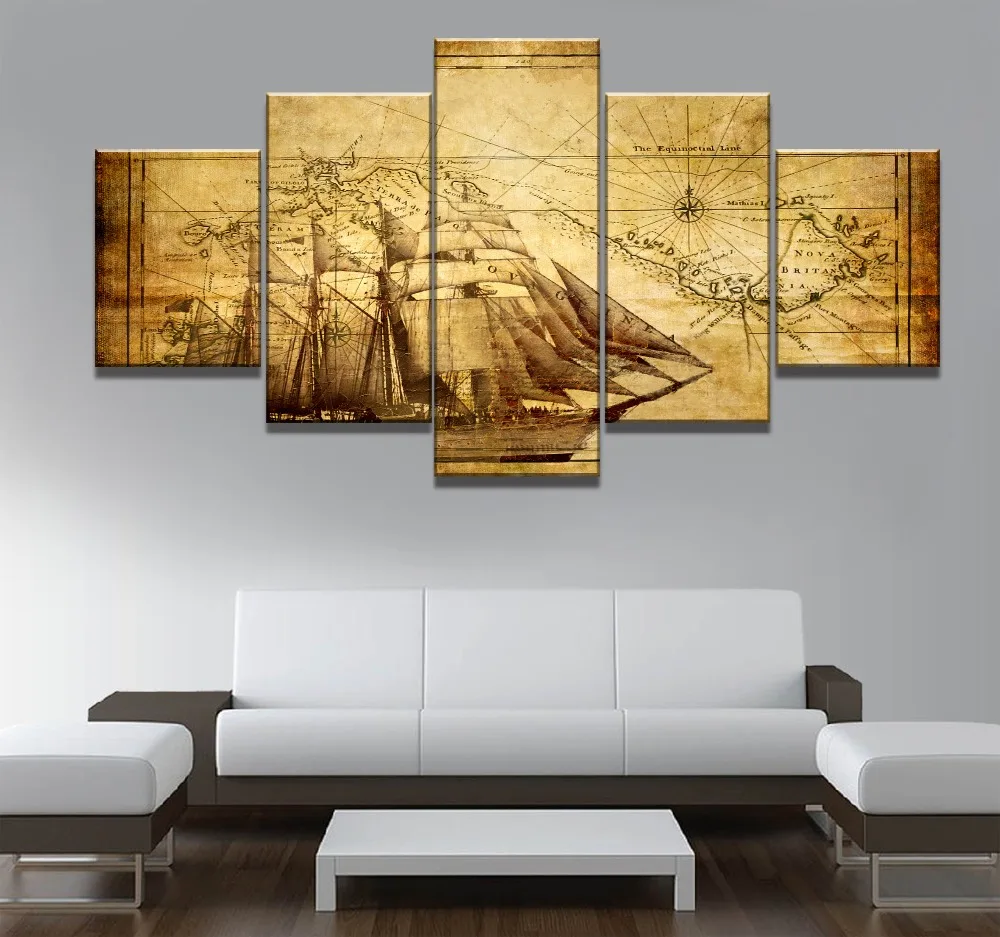 5 Piece HD Print Painting Ancient Navigator Cuadros Decoracion ...