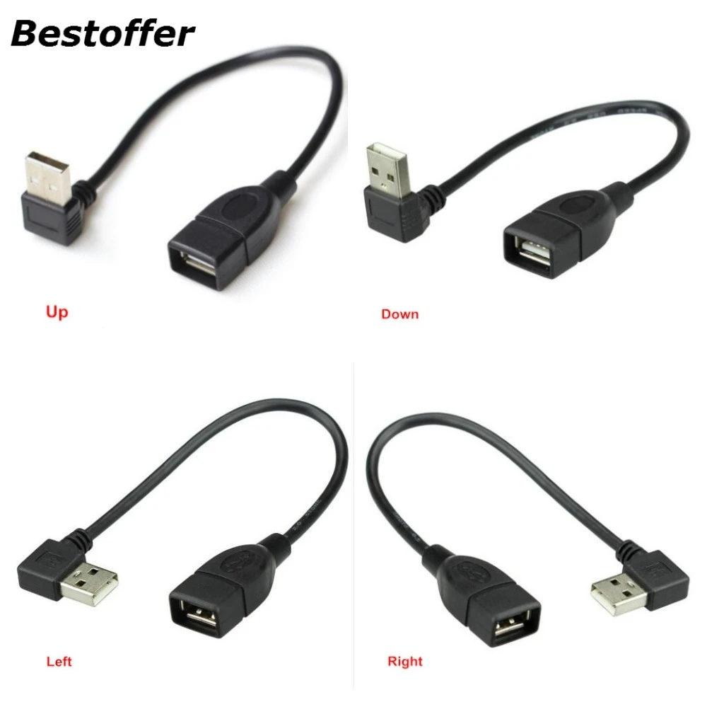 Cable adaptador de extensión Usb 2,0 macho A hembra, macho A hembra, derecho, izquierdo ...