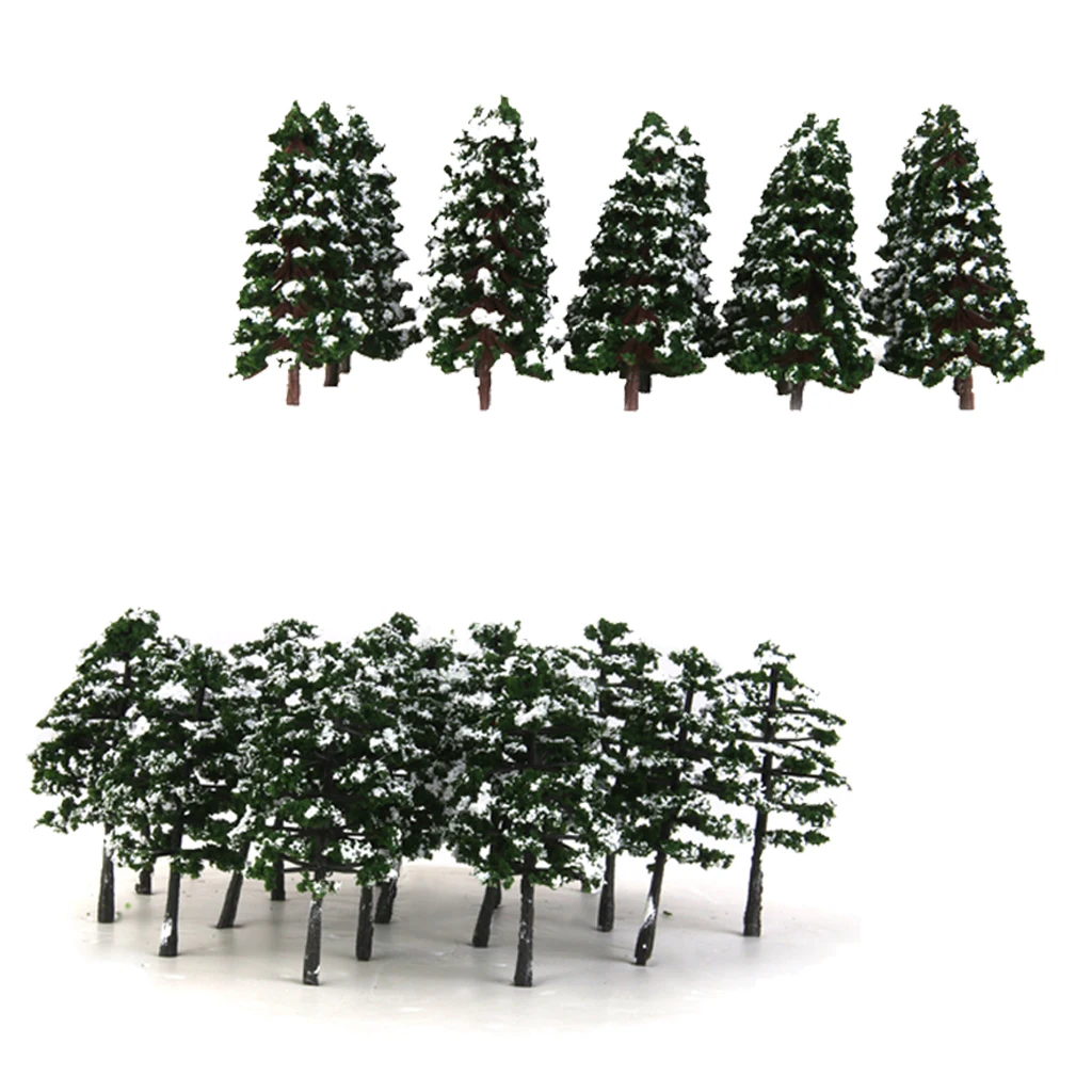 40x Winter Snow Scenery Pine Trees Model Train Forest Street Layout 8cm ...