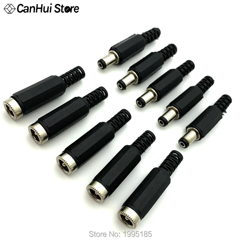 10pcs DC Power Jack Plugs Male / Female Socket Adapter Connectors 2.1mm ...