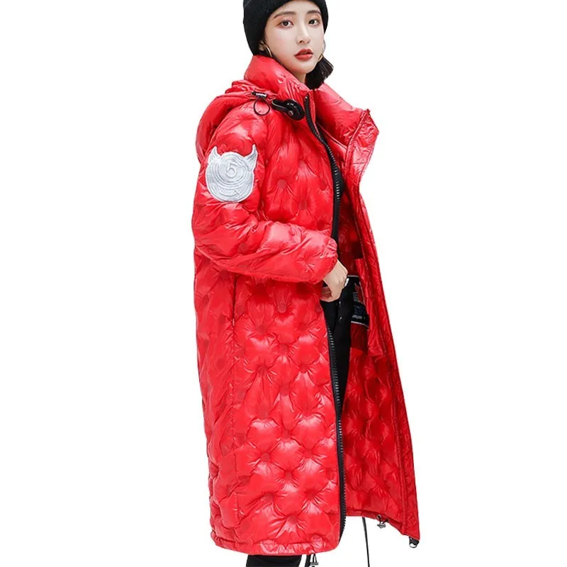 Black Red 긴 Down Jacket Women 2019 Winter New Fashion 흰 덕 Feather 빛 및 ...