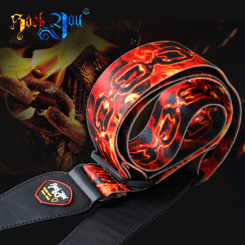 Rock You Soft Comfortable Red Fire Chain Bass Guitar Straps Made Of ...