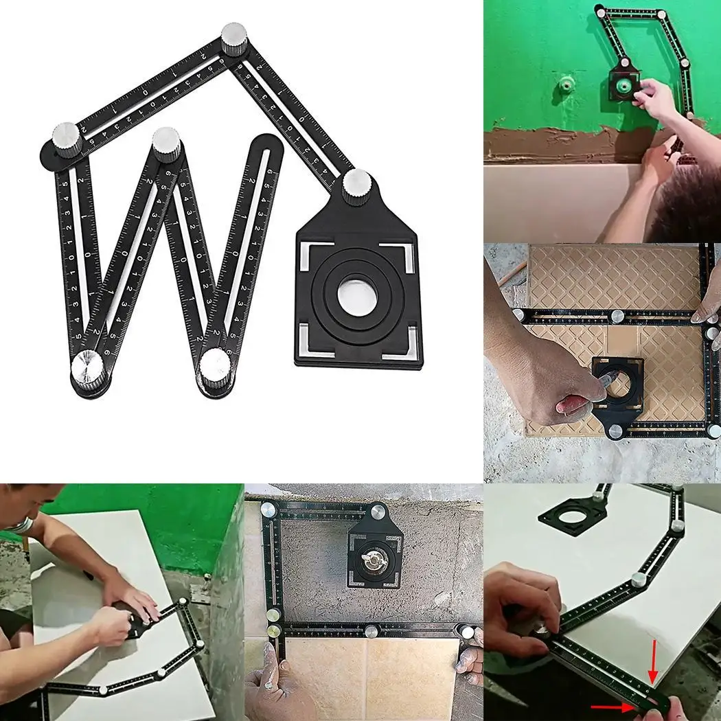 6 Folding Rulers Puncher Carpentry Angle Ruler Glass Tiles Black Gauges ...