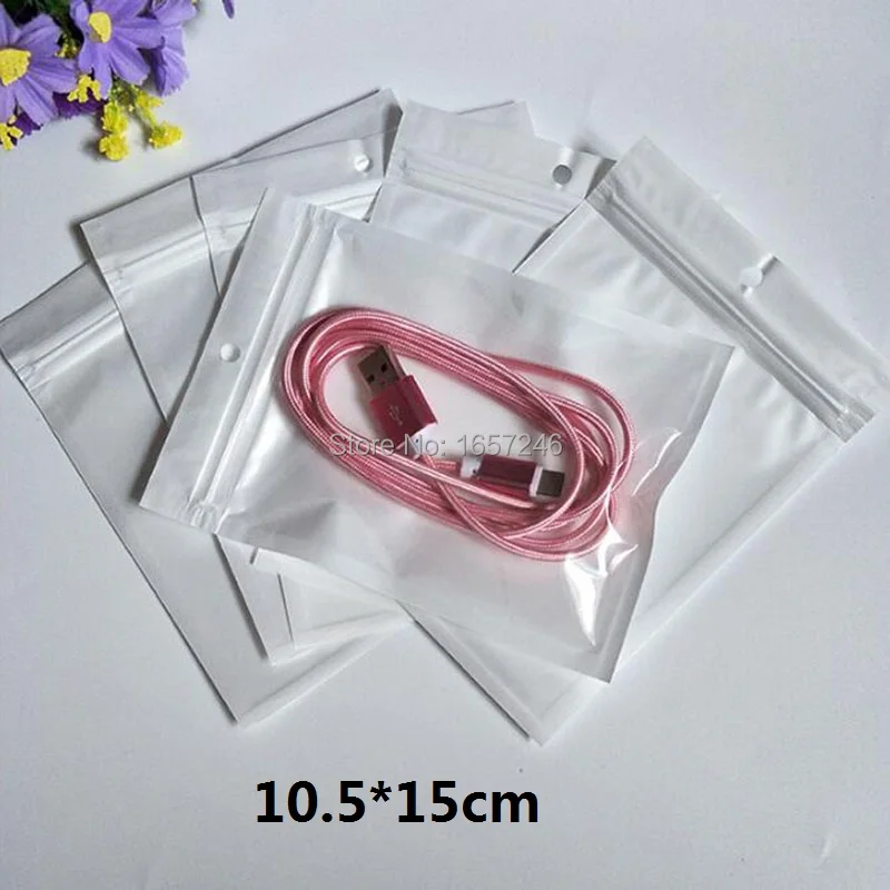 10.5*15cm Clear White Opp Plastic Zipper Bag Zip Lock Pouch With Hang ...