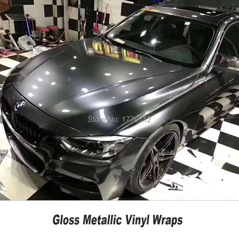 Gloss metallic gunmetal Vinyl Wrap Car Wrapping Styling With Air Bubble ...
