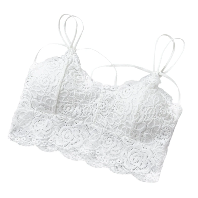 Lace Mesh Bra Seamless Shirtless Floral Bra Without Rims With Chest Pad ...