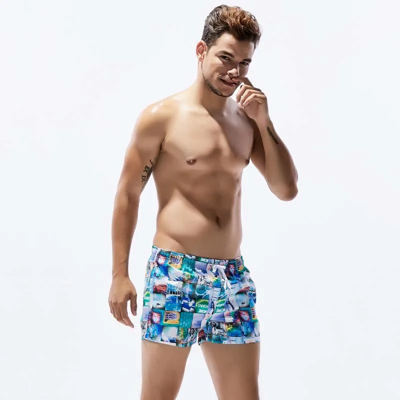 Seobean Brand Men Swimwear Swimsuits Beach Board Shorts Boxer Trunks