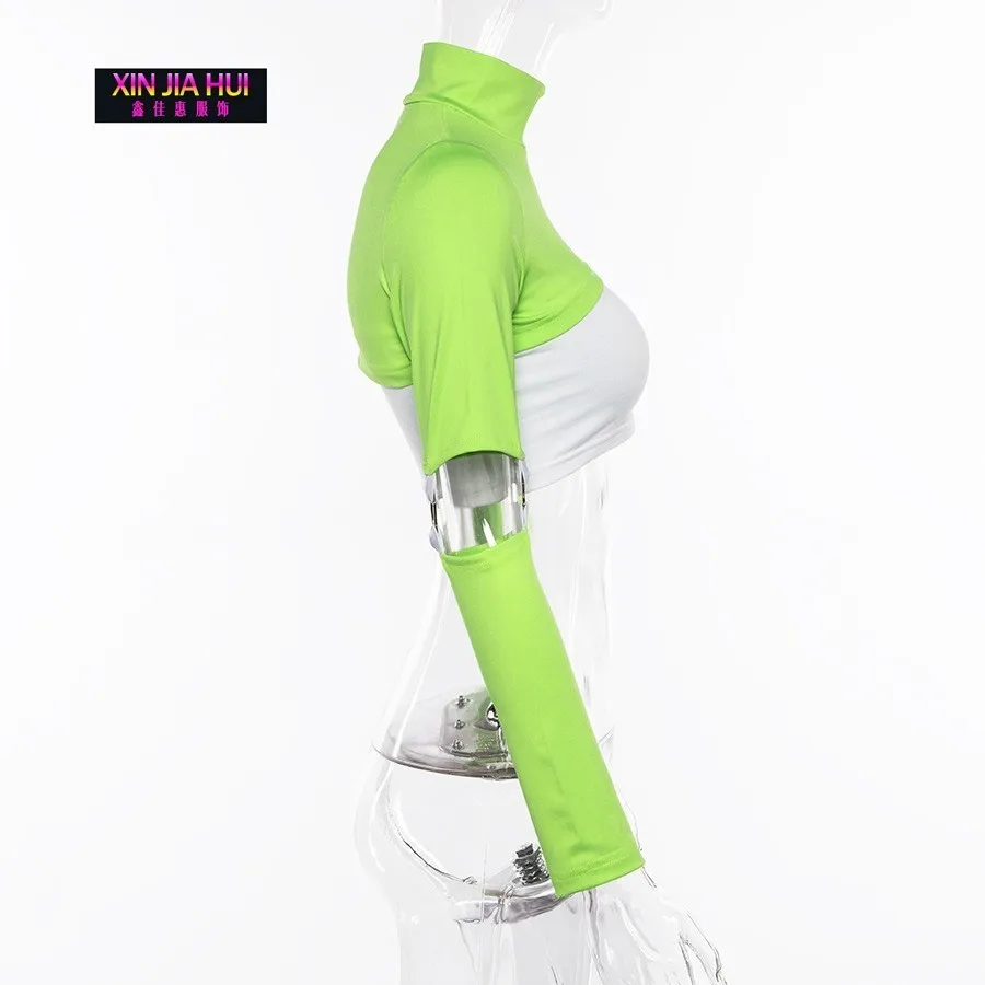 Fluorescent Green Short Top Bar Show Sexy Exaggerated Perspective ...
