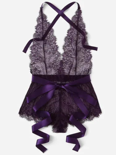 Lencería Sexy púrpura/roja elegante para mujer, lencería de impresión ...