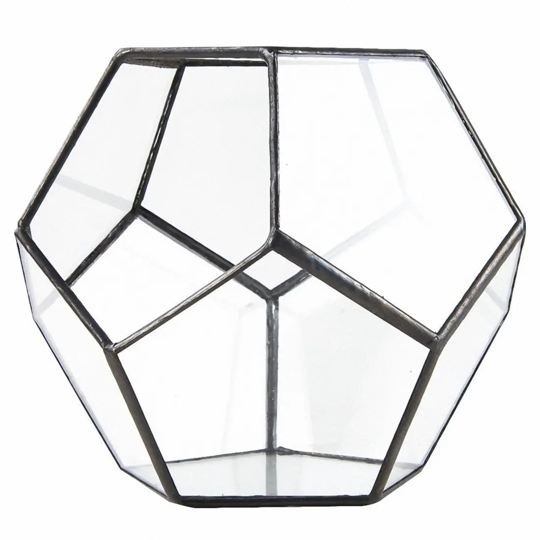 Black Glass Pentagon Geometric Terrarium Container Window Sill Decor ...
